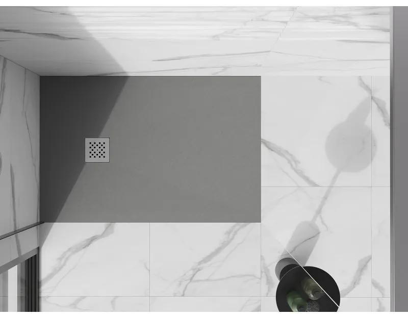 Mexen Stone+ kompozitní čtvercová sprchová vana 140 x 100 cm, Šedá-Beton - 44611014