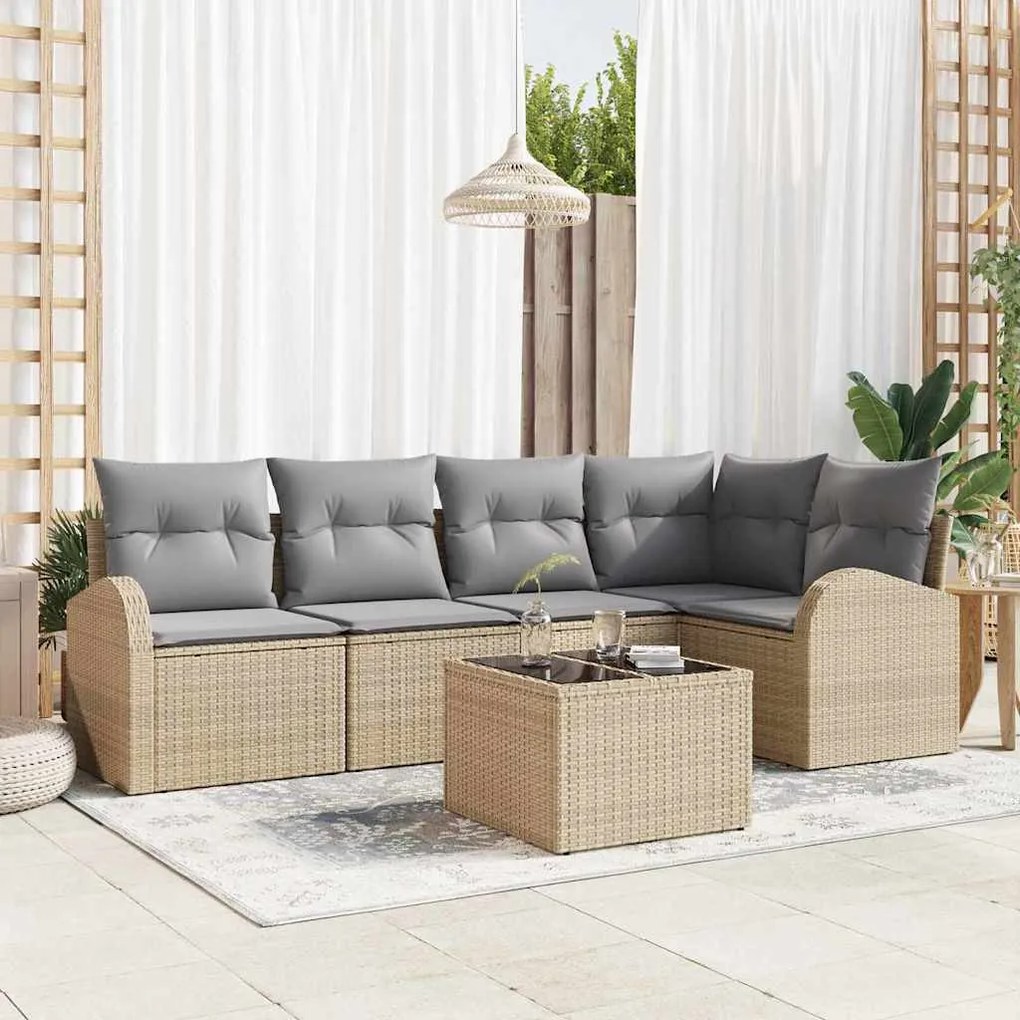 Sada zahradních pohovek 6 ks Beige a světle šedá polyratan 3354719
