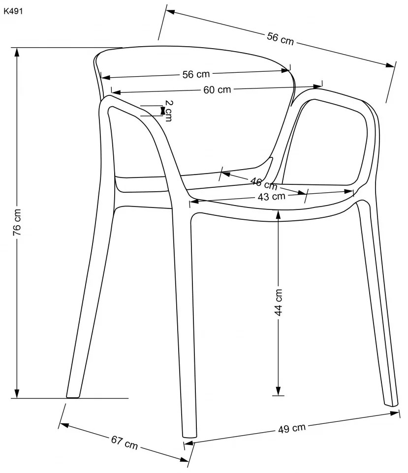 Plastová jídelní židle K491, hořčicová