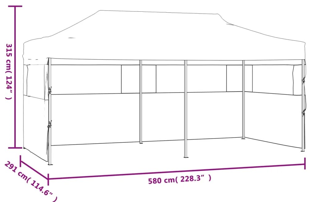 vidaXL Marketos Skládací nůžkový stan s bočními stěnami 3 x 6 m ocel bílý