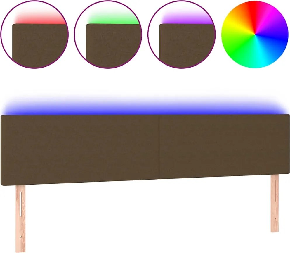 Čelo postele s LED tmavě hnědé 180x5x78/88 cm textil 3121349