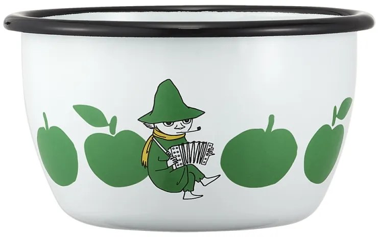 Miska Moomin Joyful Apples 0,6l, smalt / bílo-zelená