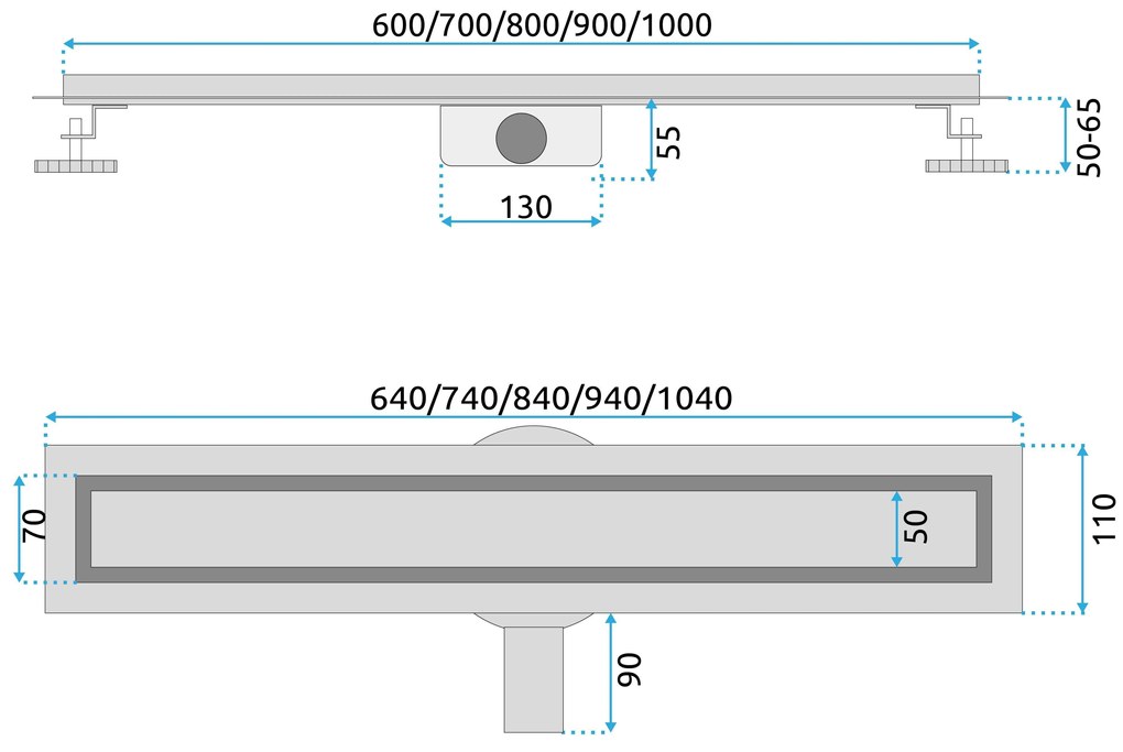 Odtokový žlab REA NEOX PRO 100 cm, zlatý kartáčovaný