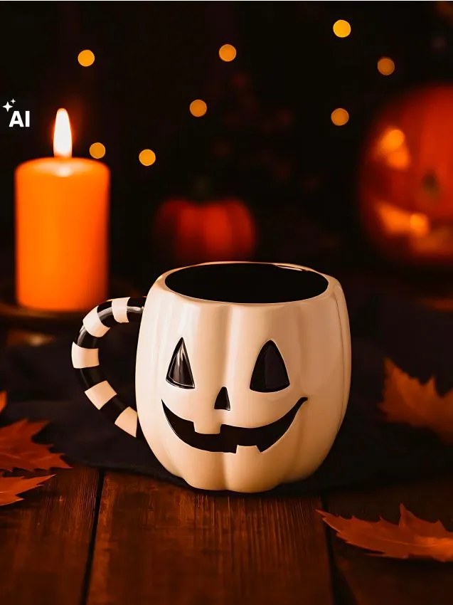 Sinsay - Hrnek s halloweenským motivem - bílá