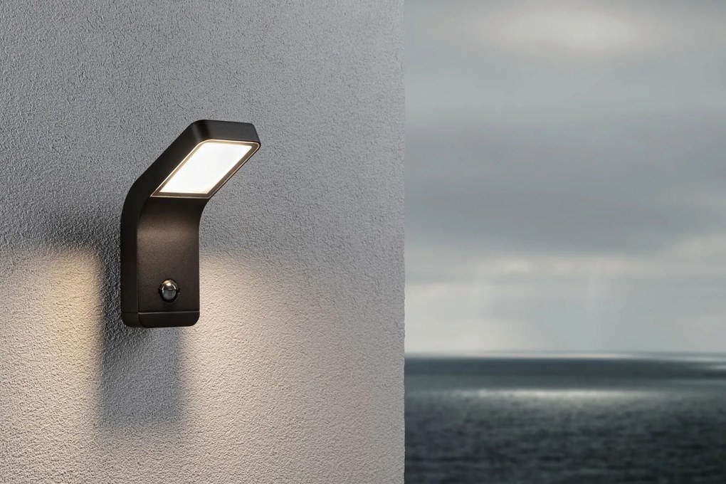 P 94745 LED venkovní nástěnné svítidlo Kulma pohybové čidlo IP44 90x174mm 3000K 7,5W 230V antracit hliník - PAULMANN