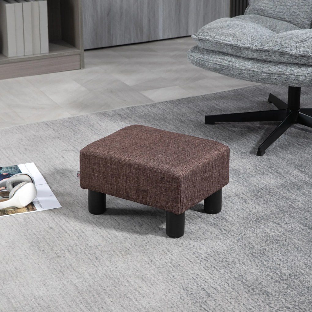HOMCOM taburet otoman do 100 kg nosnost obdélníkový čalouněný taburet do obývacího pokoje hnědý 40 x 30 x 24 cm