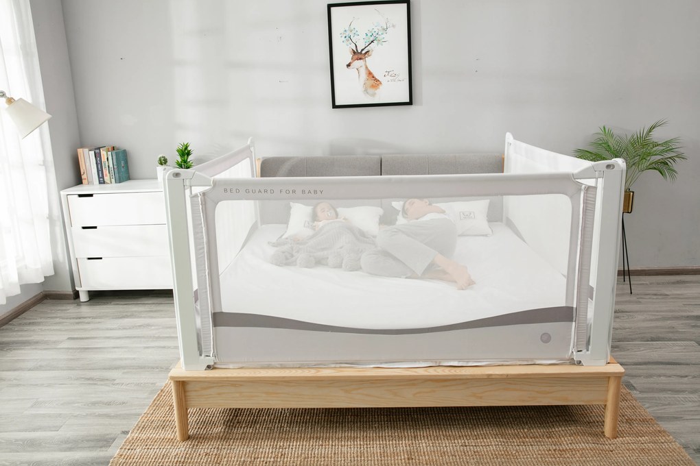 Zábrana na postel Monkey Mum® Premium - 160 cm - světle šedá