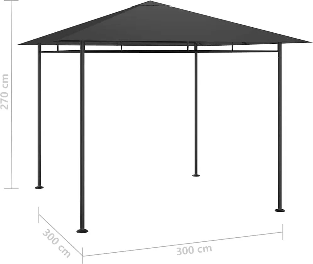 Altán 3 x 3 x 2,7 m antracitový 180 g/m² 313920