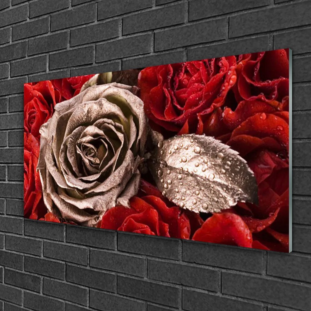 Obraz na skle Růže Květiny 100x50 cm