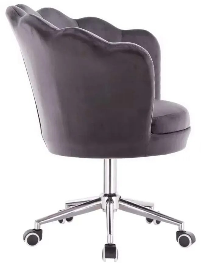 LuxuryForm DESIGN Otočné křeslo FREY VELUR na stříbrné podstavě s kolečky - tmavě šedé