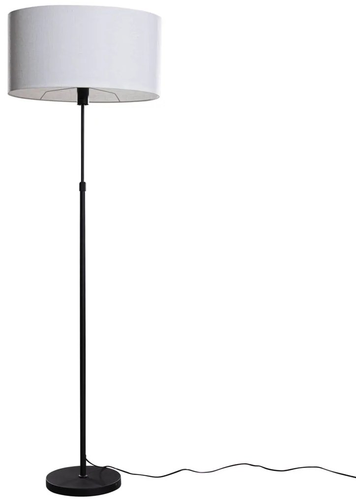 Stojací lampa černá s oválným lněným stínítkem bílým 50 cm - Parte