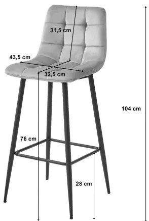 Set čtyř barových židlí ARCETO sametové granátové (černé nohy) 4 ks