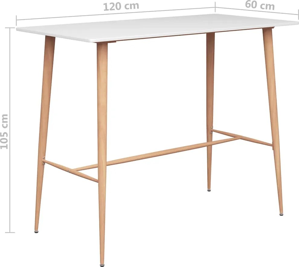 Barový stůl bílý 120 x 60 x 105 cm 248145