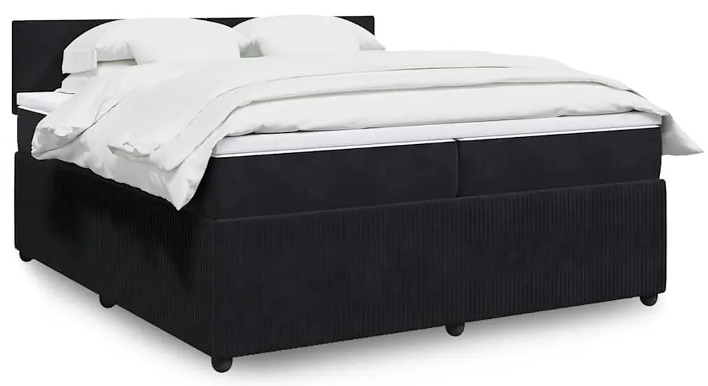 Box spring postel s matrací černá 200x200 cm samet 3290126