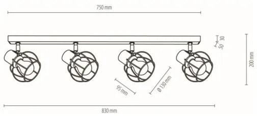 Spot-Light 26114404 - Stropní bodové svítidlo PHIPHI 4xE27/60W/230V dub