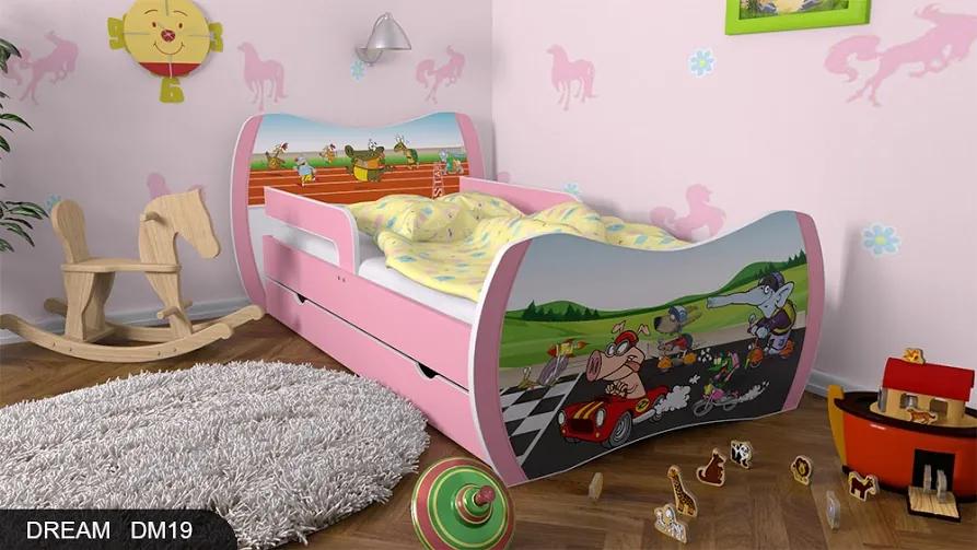 Dětská postel Dream vzor 19 140x70 cm růžová