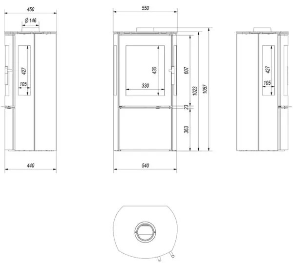 Krbová kamna KRATKI FALCON VIEW krbová kamna