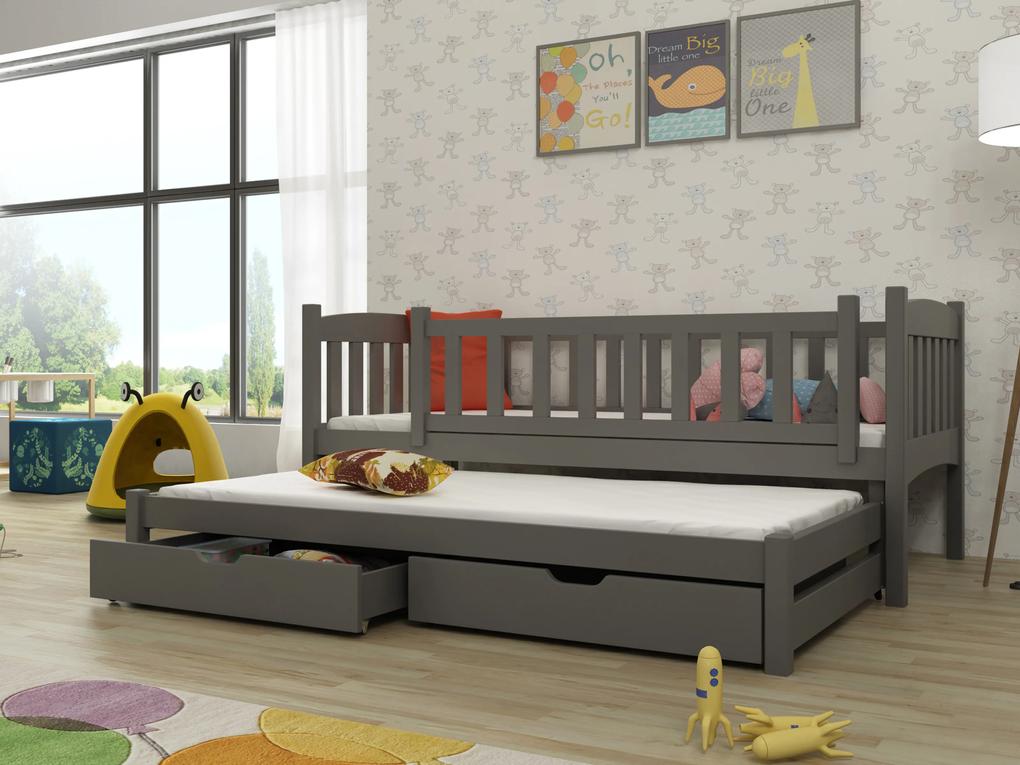 Dětská postel 90 cm Amalia (s roštem a úl. prostorem) (grafit). 1013050
