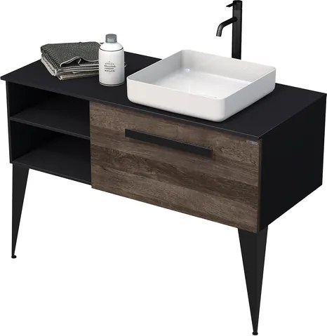 Koupelnová skříňka pod umyvadlo Naturel Luxe 110x36x50 cm černá břidlice/dřevo lesk LUXE110PCDLBU32