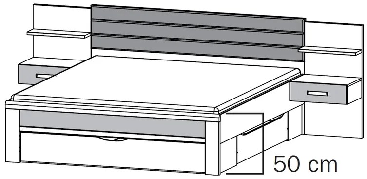 Postel s nočními stolky Bernau 180x200 cm, dub stirling/šedá