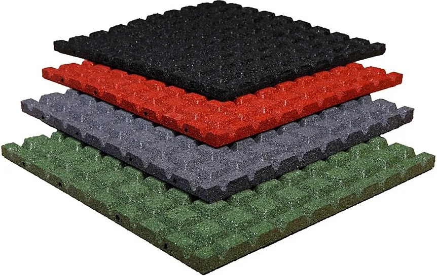 Černá gumová dlaždice (V30/R15) - délka 50 cm, šířka 50 cm a výška 3 cm
