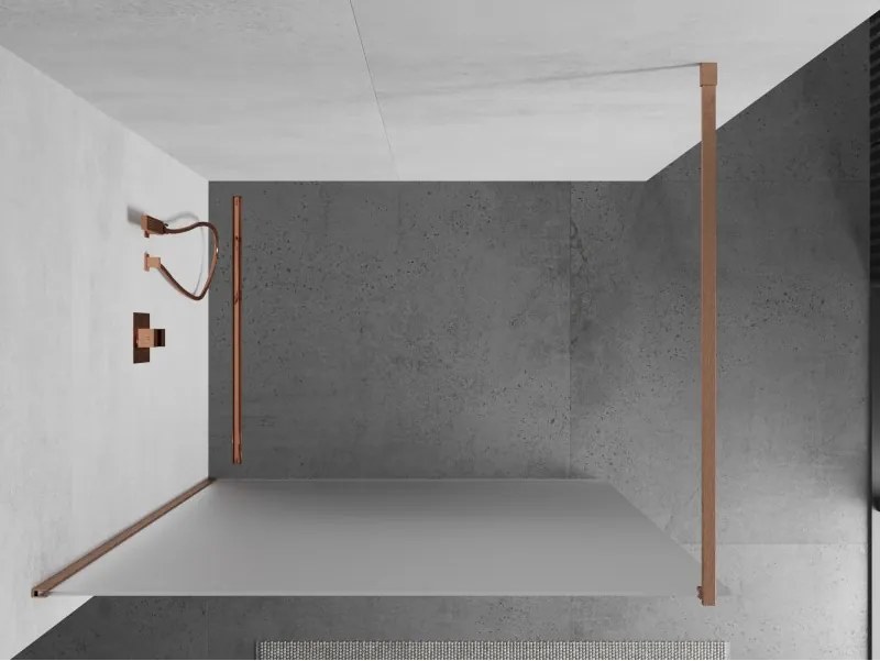 Mexen Kioto, sprchová zástěna Walk-In 100 x 200 cm, 8mm sklo námraza, měděný matný profil, 800-100-101-65-30