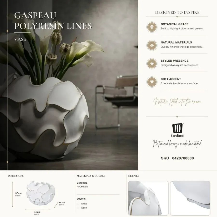 Designový květináč Gaspeau Lines 44 cm bílý