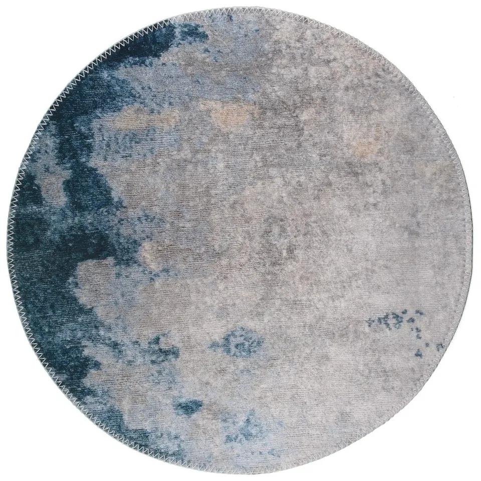 Modro-šedý pratelný kulatý koberec ø 80 cm – Vitaus