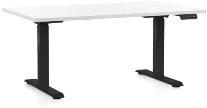 Výškově nastavitelný stůl OfficeTech C, 140 x 80 cm - černá podnož Barva: Buk