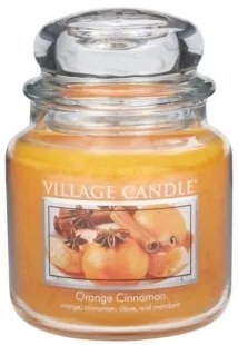 Village Candle Vonná svíčka ve skle, Pomeranč a skořice - Orange Cinnamon, 16oz Premium
