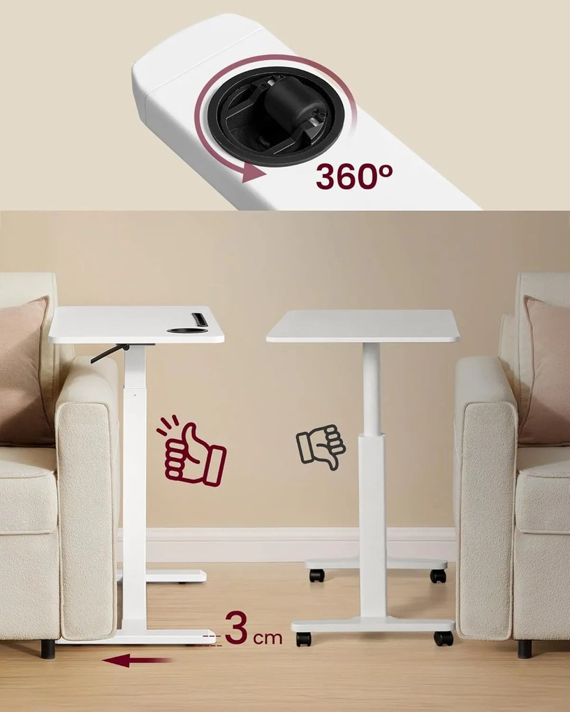 Výškově nastavitelný odkládací stolek Vasagle Elev 80 cm bílý