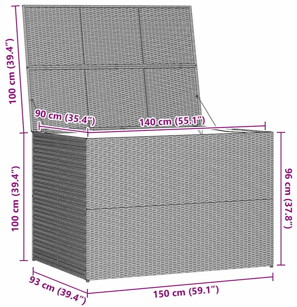 vidaXL Marketos Zahradní úložný box hnědý 150 x 100 x 100 cm polyratan