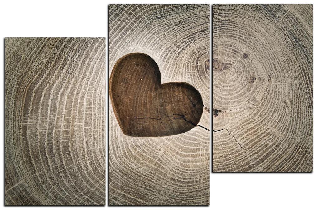 Obraz na plátně - Srdce na dřevěném pozadí 1207D (135x90 cm)
