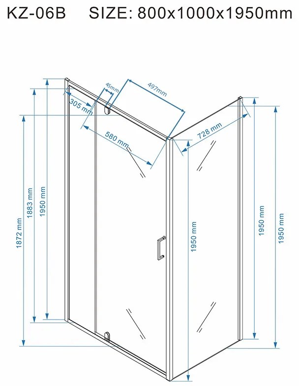 BPS-koupelny Obdélníkový sprchový kout HYD-OK06B 100x80 chrom/transparent + vanička HYD-OSV-ST03A černá