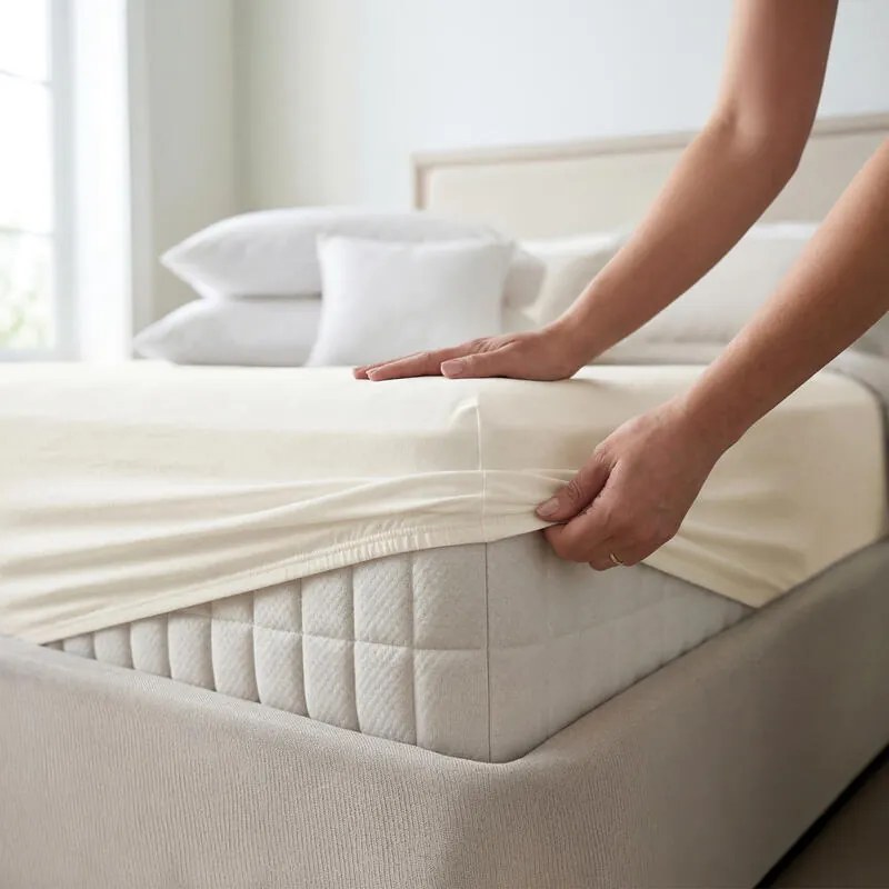 SCANquilt napínací prostěradlo JERSEY ELASTIC LYCRA smetanová výška matrace do 40 cm 100 x 220 cm