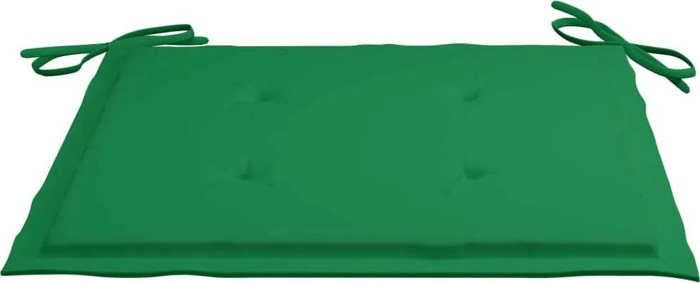 vidaXL 3dílný skládací zahradní jídelní set s poduškou masivní teak [3063183] Barva: Zelená