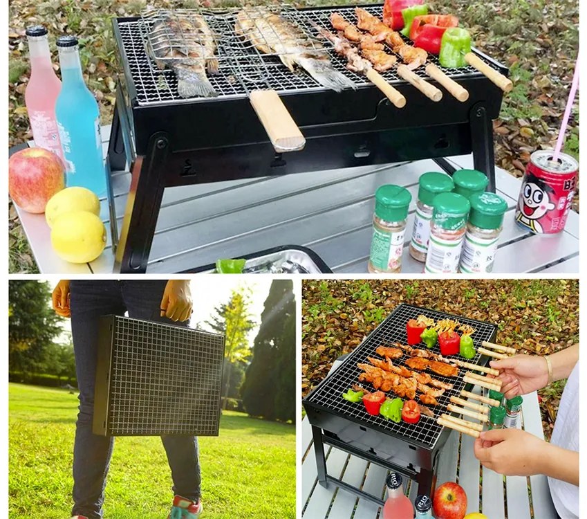 Verk Group Cestovní gril přenosný skládací kufr na dřevěné uhlí kempování bbq