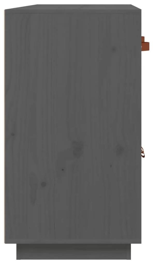 Příborník šedý 98,5 x 40 x 75 cm masivní borové dřevo - Default Title
