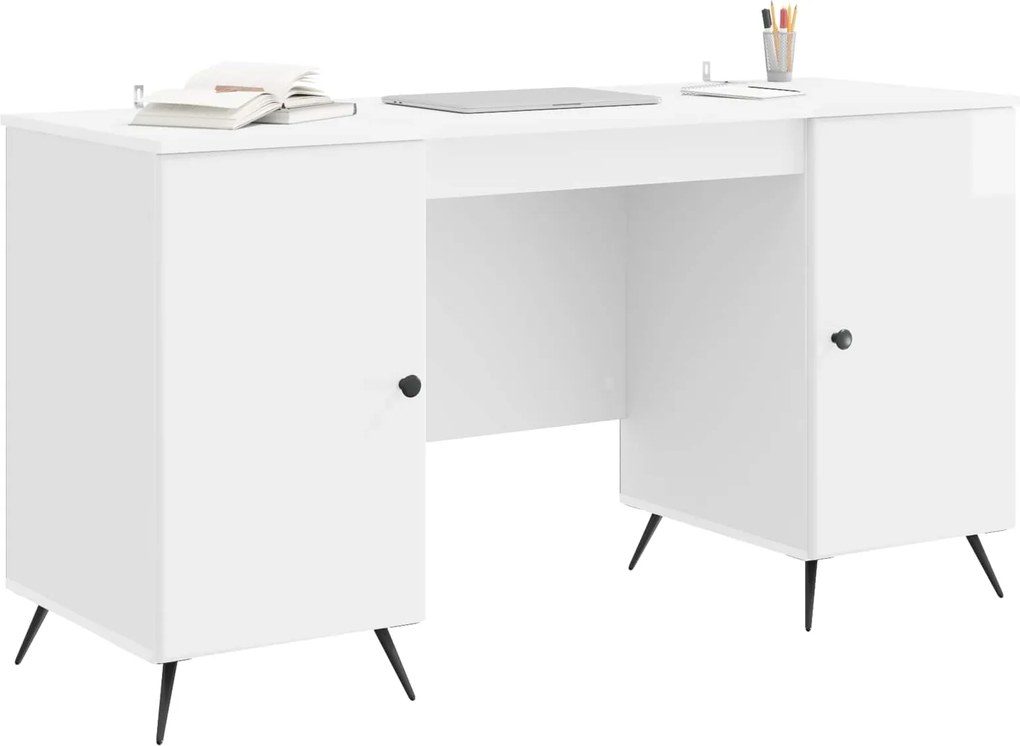 Stůl Bílá s vysokým leskem 142,5 x 50 x 75 cm Kompozitní dřevo 3414634