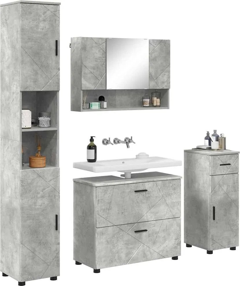 Sada koupelnového nábytku 4 ks Betonově šedá 35 x 30 x 192 cm 3393056