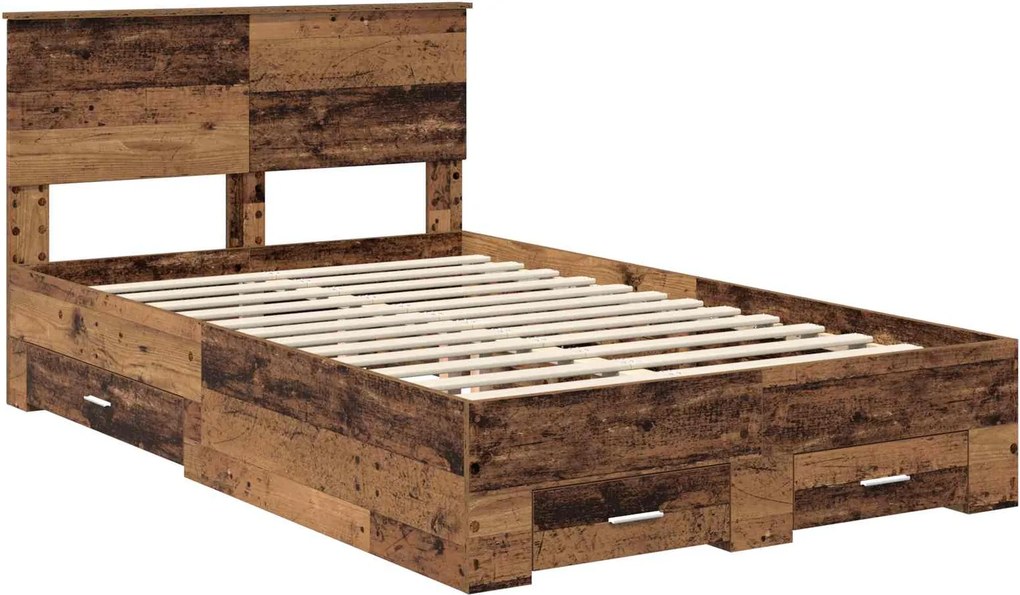 Rám postele s čelo Staré dřevo 120 x 190 cm Kompozitní dřevo 3408288