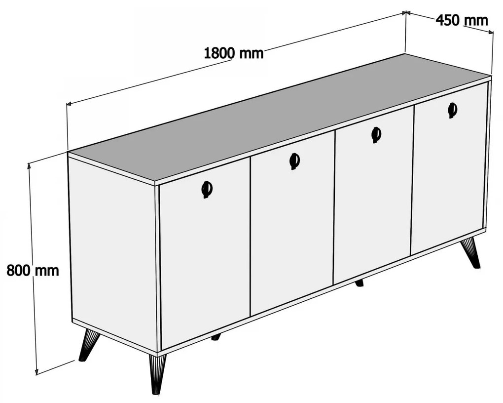 Komoda Elite 180 cm hnědá