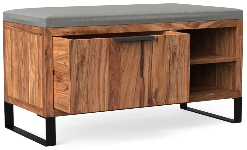 furniture-nabytek.cz - Masivní lavice Sidora z akáciového dřeva, lakovaná, hnědá – 90×41×44 cm