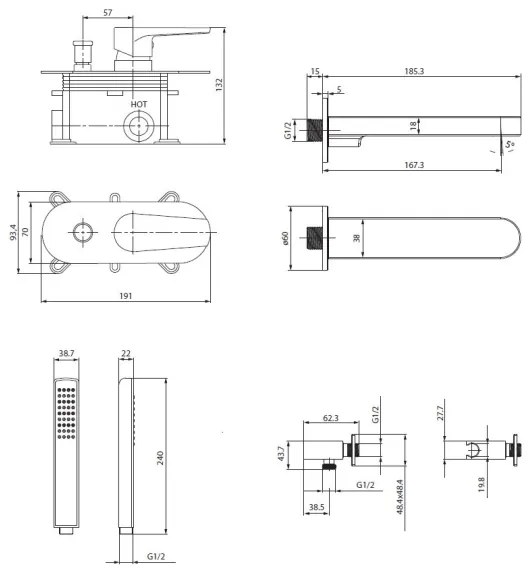 Cersanit S952-040 - Vanová sada s podomítkovou baterií MODUO lesklý chrom