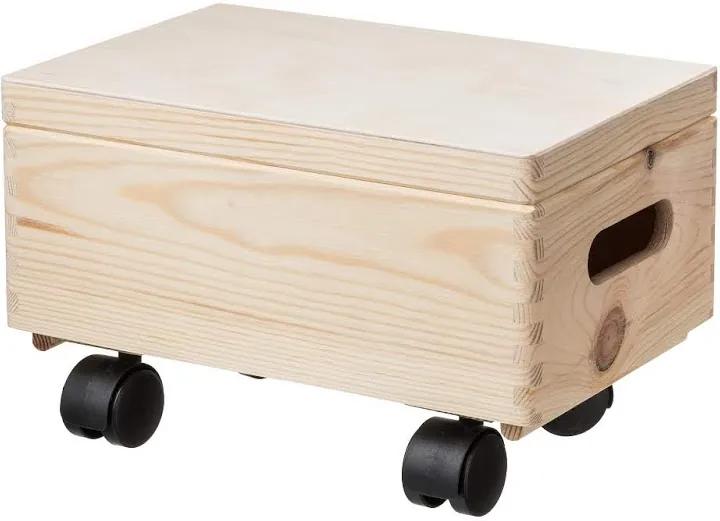 Dřevobox Dřevěný box s víkem 30X20X14 CM na kolečkách