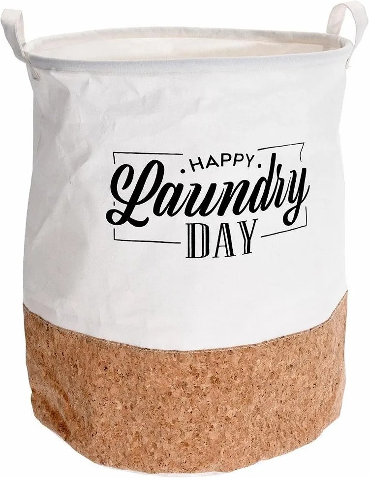 DekorStyle Koš na prádlo Happy Laundry bílo-hnědý