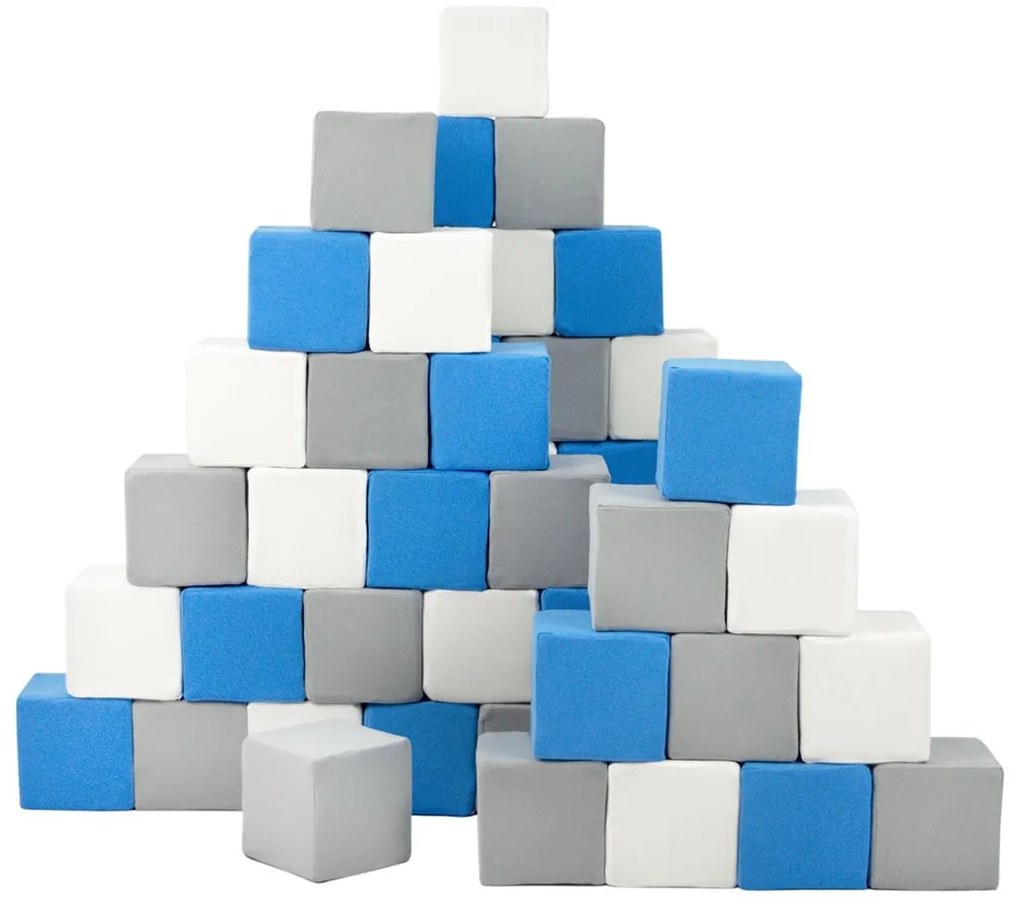 Pěnové kostky-sada 45 velkých pěnových kostek Pyramida blue white grey Barva: modrá