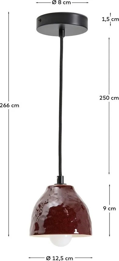 Červené závěsné svítidlo s keramickým stínidlem Drava – Kave Home