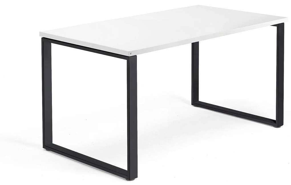 AJ Produkty Psací stůl MODULUS, O-podnož, 1400x800 mm, černý rám, bílá