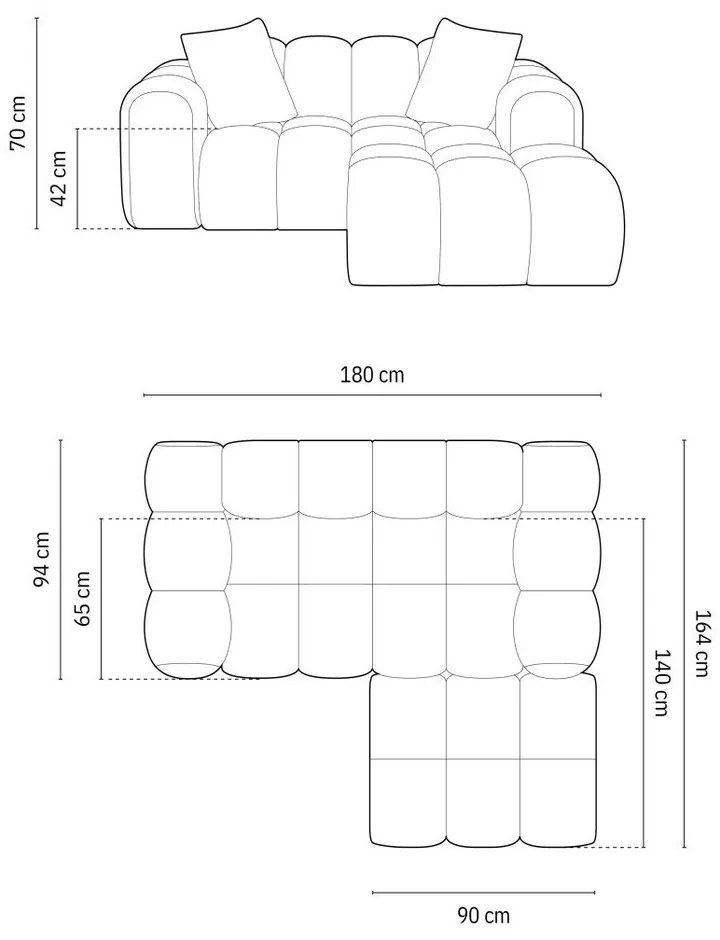 Zelená žinylková rohová pohovka (pravý roh/s lenoškou) Treno – Cosmopolitan Design